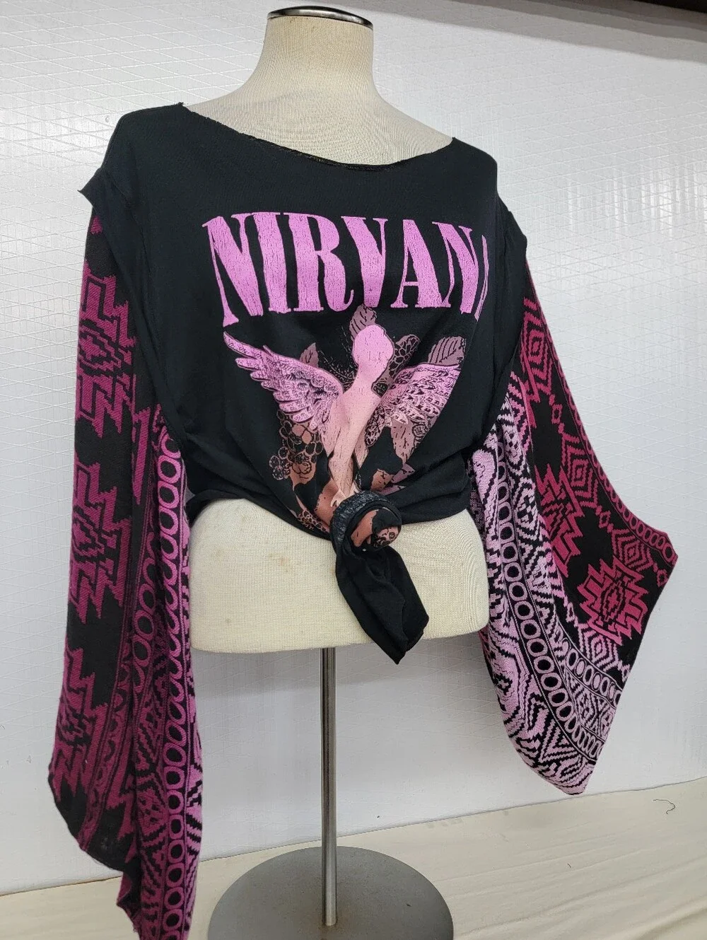 NIRVANA | Tops | Nirvana Rock Band Boho Tee With Bell Sleeves Upcycled ...